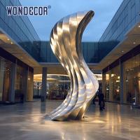 China Outdoor Large Modern Mirror Metal Ribbon Art Stainless Steel Sculpture for sale