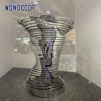 China Indoor Lighting Curved Brushed Stainless Steel Metal Interactive Art Sculpture for sale