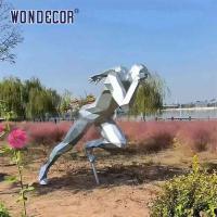 China Outdoor Garden Metal Forging Technology Geometric Sports Men's Stainless Steel Sculpture for sale