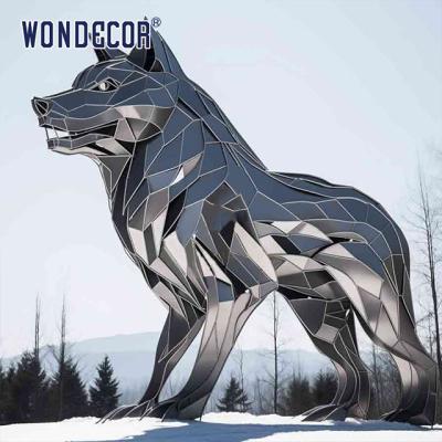 China Outdoor metal forging geometric animal wolf stainless steel sculpture for sale