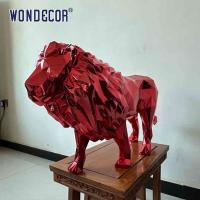 China Large outdoor metal forging geometric animal lion stainless steel sculpture for sale