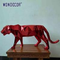 China Large Outdoor Metal Forging Geometric Animal Cheetah Stainless Steel Sculpture for sale