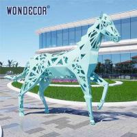 China Large outdoor metal forging geometric animal hollow horse stainless steel sculpture for sale