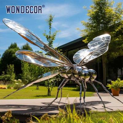 China Large Outdoor Park Metal Art Abstract Insect Dragonfly Stainless Steel Sculpture for sale