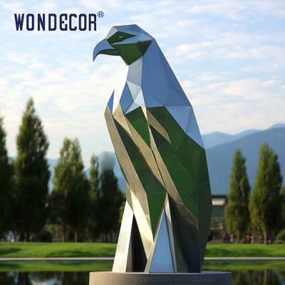 China Large outdoor metal art abstract animal geometry eagle stainless steel sculpture for sale