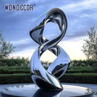 China Customized oversized outdoor statue forged twisted geometric stainless steel sculpture for sale