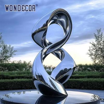 China Customized oversized outdoor statue forged twisted geometric stainless steel sculpture for sale