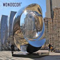 China Outdoor square large abstract forged metal geometric circular ring stainless steel sculpture for sale