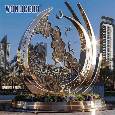 China Large outdoor square forged metal abstract ring stainless steel sculpture for sale