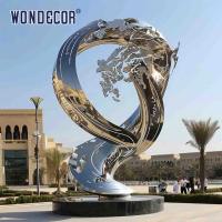 China Large outdoor square forged metal modern irregular geometric stainless steel sculpture for sale