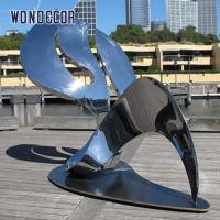China Large outdoor square forged metal modern geometric shape stainless steel sculpture for sale