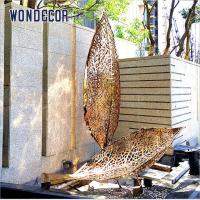 China Large outdoor park forging metal abstract hollow leaf stainless steel sculpture for sale