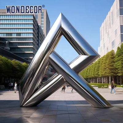 China Large outdoor park forging metal modern geometric triangular stainless steel sculpture for sale