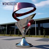 China Large Outdoor Square Modern Abstract Geometric Wine Glass Stainless Steel Sculpture for sale