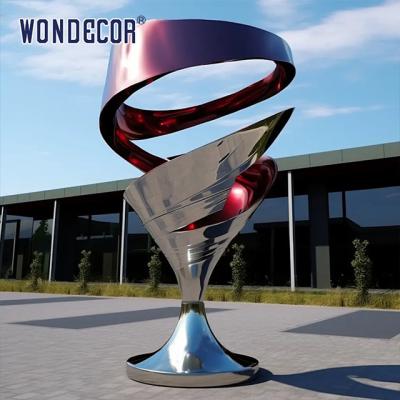 China Large Outdoor Square Modern Abstract Geometric Wine Glass Stainless Steel Sculpture for sale