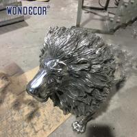 China Modern large outdoor cast animal lion stainless steel sculpture for sale