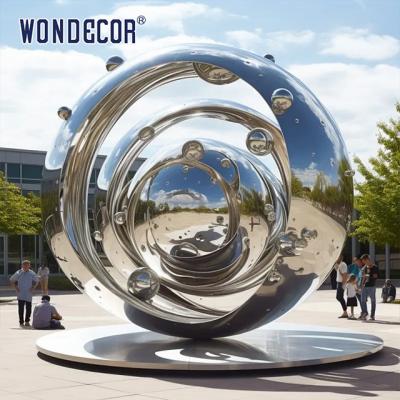China Outdoor Park Square Metal Art Abstract Stainless Steel Sculpture Star Ring for sale