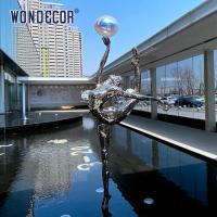 China Luxury villa pool decoration abstract stainless steel ballet dancer statue for sale