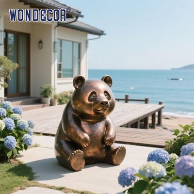 China Famous Animal Casting Life Size Outdoor Garden Statue Bronze Panda Sculpture for sale