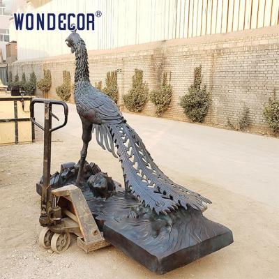 China Mythical Fire Bird Statue Bronze Phoenix Sculpture for sale