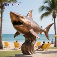 China Marine Predator Cast Art Casting Statue Bronze Shark Sculpture for sale