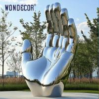 China Large-Scale Metal Abstract Art Palm Stainless Steel Sculpture for Gardens for sale