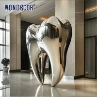 China Health Centre Lobby Mirror Polished Stainless Steel Teeth Sculpture Statue for sale