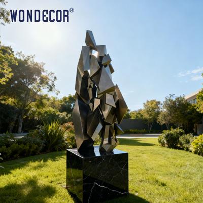 China Large-scale Abstract Outdoor square Geometric Metal Art Geometric Gravel Stainless Steel Sculpture for sale