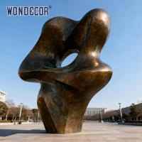 China Outdoor Large Abstract Minimalist Style Copper Sculpture Urban Landscape Art Decorative Ornament for sale