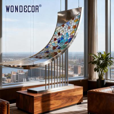 China Hotel Guest Room Space Art Large Metal Stainless Steel Stained Glass Sculpture for sale