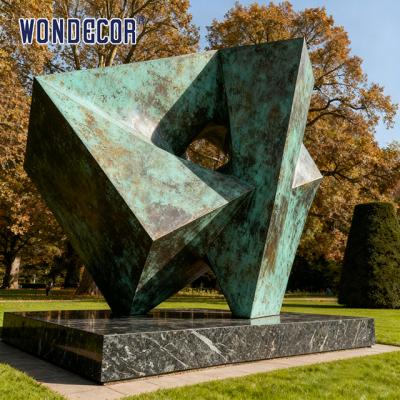 China Large Outdoor Modern Abstract Style Metal Bronze Geometric Sculpture for sale