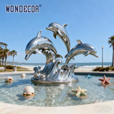 China Large-Scale Metal Animal (Dolphin) Stainless Steel Sculpture for Outdoor Pool Fountain for sale