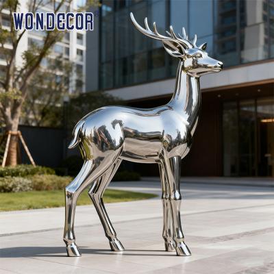 China Outdoor Garden Large-Scale Metal Animal Stag Stainless Steel Sculpture for sale
