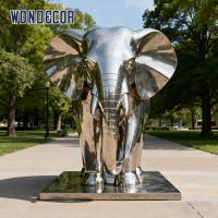 China Large-Scale Stainless Steel Elephant Sculpture Outdoor Park Metal Animal Art for sale