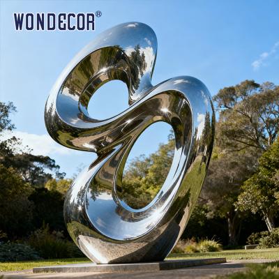 China Outdoor Large-Scale Modern Abstract Geometric Stainless Steel Metal Sculpture for sale