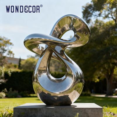 China Large Outdoor Modern-Style Abstract Geometric Stainless Steel Sculpture for Parks for sale