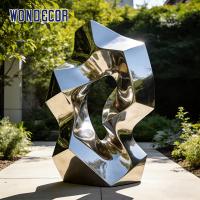 China Large outdoor courtyard metal art modern geometric stainless steel sculpture for sale
