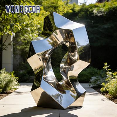 China Large outdoor courtyard metal art modern geometric stainless steel sculpture for sale