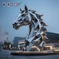 China Extra Large Light Luxury Abstract Geometric Faceted Mirror Stainless Steel Horse Head Sculpture, Urban Landmark Landscape Art Statue For Outdoor Commercial Plaza for sale