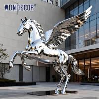 China Extra Large Light Luxury Mirror Stainless Steel Pegasus Sculpture, Urban Landmark Landscape Art Statue For Outdoor Commercial Plaza for sale