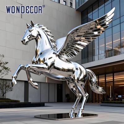 China Extra Large Light Luxury Mirror Stainless Steel Pegasus Sculpture, Urban Landmark Landscape Art Statue For Outdoor Commercial Plaza for sale