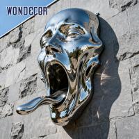 China Customized modern 3D abstract screaming large stainless steel outdoor garden decoration facial sculpture for sale