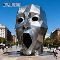 China Customized modern 3D abstract screaming large stainless steel outdoor garden decoration facial sculpture for sale