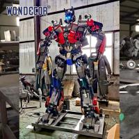 China 3m Tall Large Optimus Prime Stainless Steel Sculpture Outdoor Plaza Transformer Theme Commercial Decorative Statue for sale
