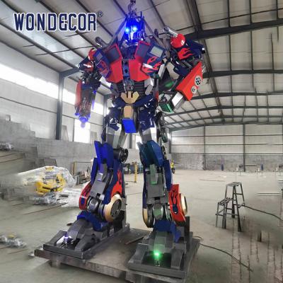 China 3m Tall Large Optimus Prime Stainless Steel Sculpture Outdoor Plaza Transformer Theme Commercial Decorative Statue for sale
