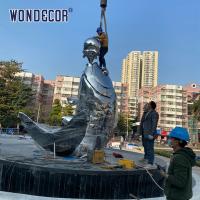 China Modern Animal Fish Stainless Steel Sculpture Custom Outdoor Decor Large Sculpture for sale