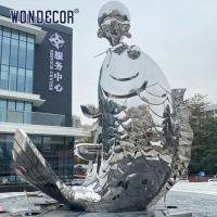 China Modern Animal Fish Stainless Steel Sculpture Custom Outdoor Decor Large Sculpture for sale