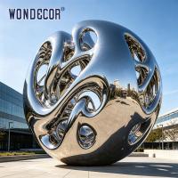 China Large Mirror Polished Stainless Steel Hollow Abstract Sphere Sculpture Outdoor Plaza Modern Art City Landmark Decorative Statue for sale