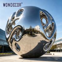 China Large Mirror Polished Stainless Steel Hollow Abstract Sphere Sculpture Outdoor Plaza Modern Art City Landmark Decorative Statue for sale