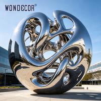 China Large Mirror Polished Stainless Steel Hollow Abstract Sphere Sculpture Outdoor Plaza Modern Art City Landmark Decorative Statue for sale